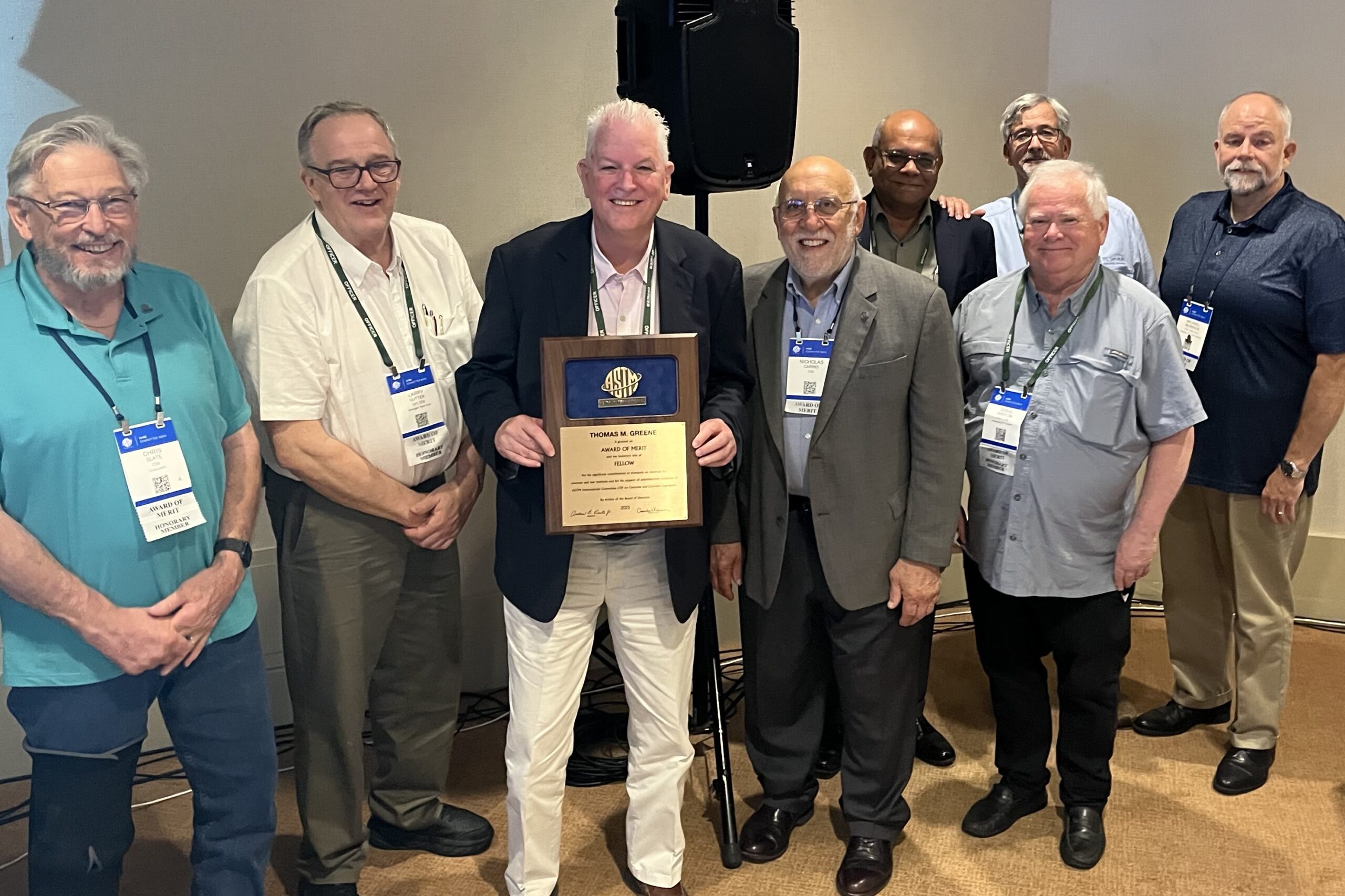 Tom Greene Honored with ASTM Award of Merit; Made Fellow - Chryso North ...